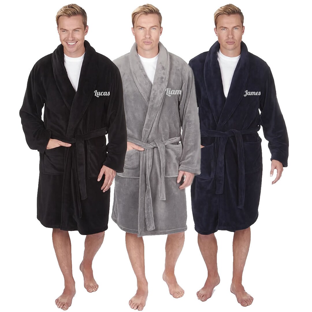 Personalized Men's Shawl Collar Fleece Bathrobe - Luxury, Soft, and ...