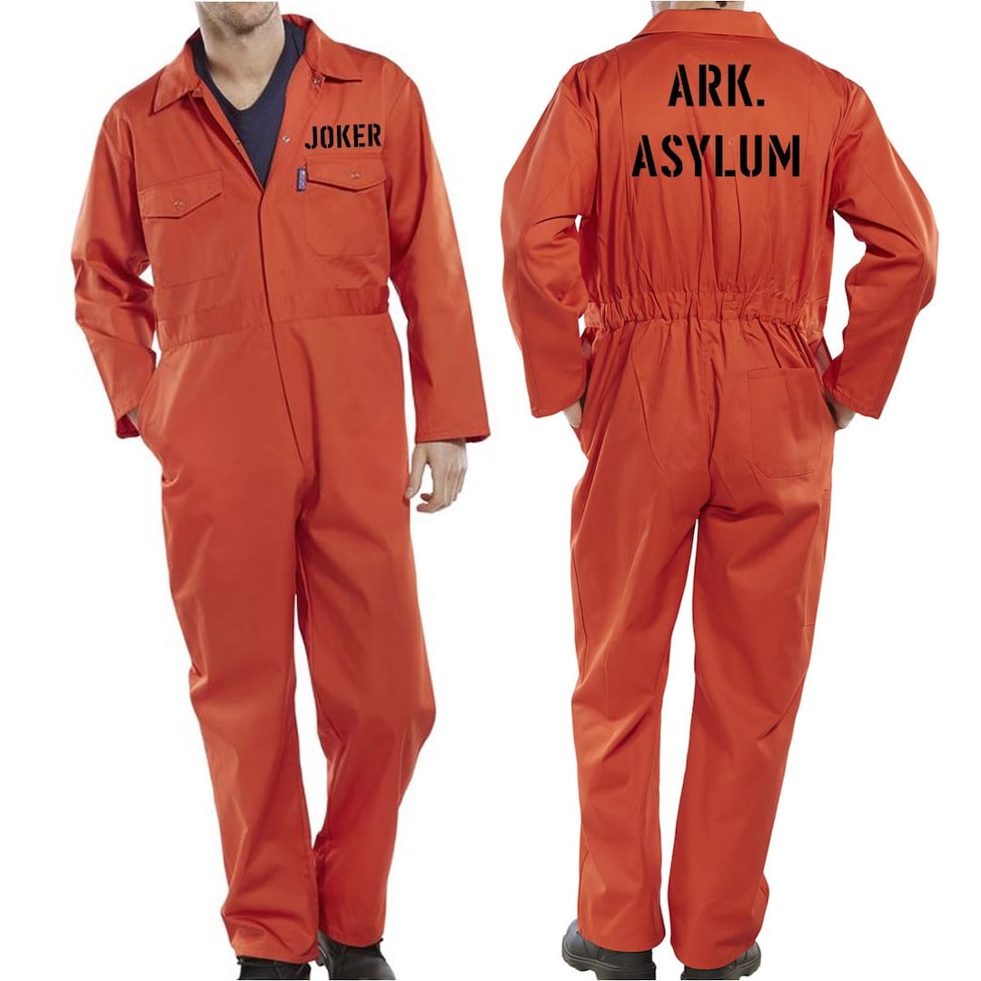 Joker Asylum Prison Jail Jumpsuit/boilersuit - Orange Cosplay Costume ...