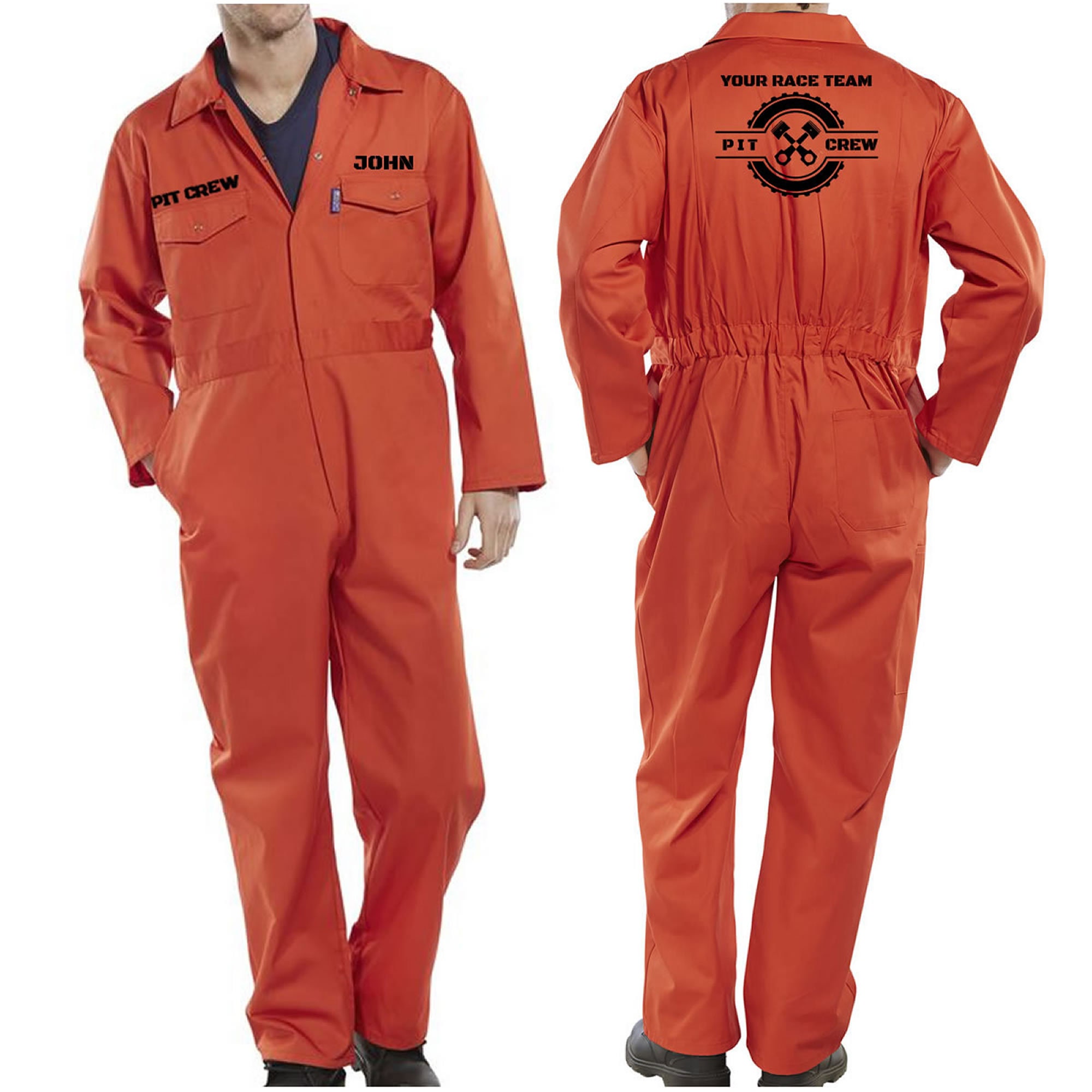 Adults Pit Team Crew Named Personalised Boilersuit Coverall All in One ...