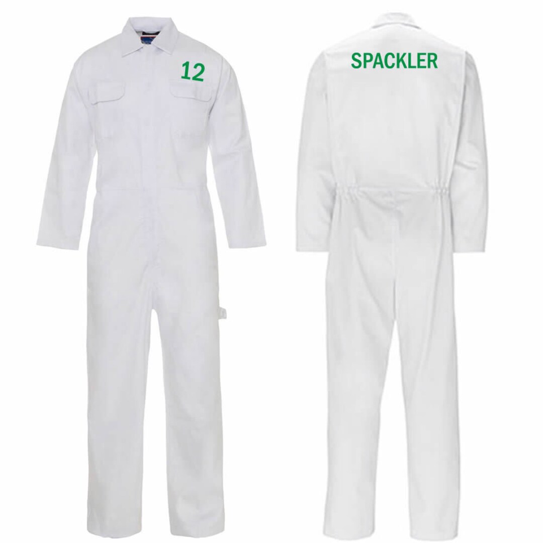Adults White Caddie Uniform Coverall Boilersuit Caddy With Custom Name & Number Golf Fancy Dress ...