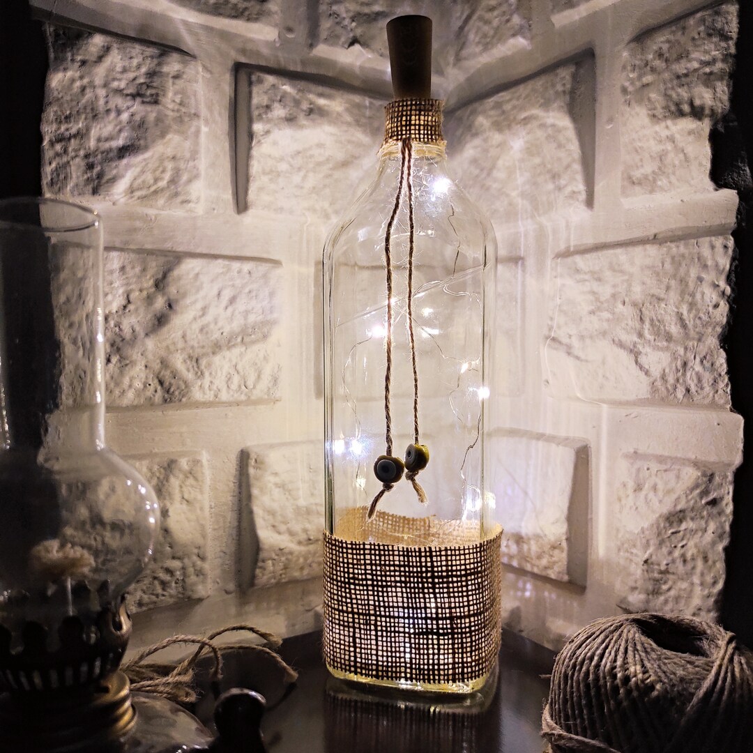 Amulet Bottle Lamp, Led Bottle Lamp With Evil Eye Beads, Minimalist ...