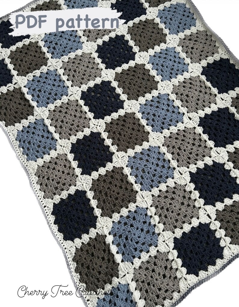 Easy Diagonal Granny Square Blanket Pattern | Beginner Crochet PDF ...
