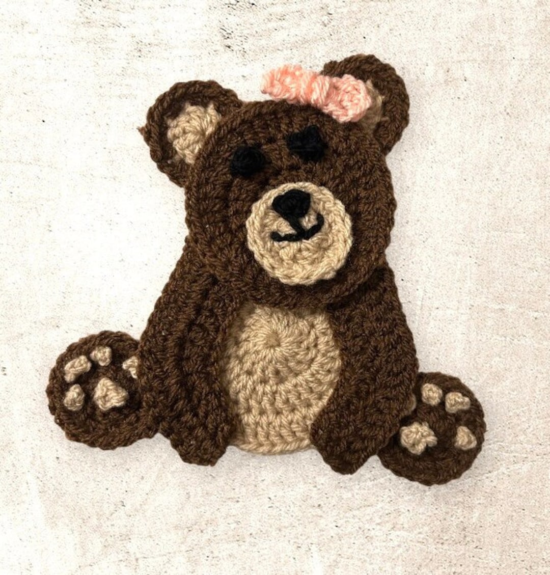 Cute Bear Crochet Appliqué Pattern, US Terms, Pdf Instant Download - Etsy