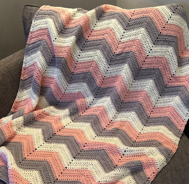 Chevron Crochet Blanket Pattern, PDF Instant Download, Easy Beginner ...