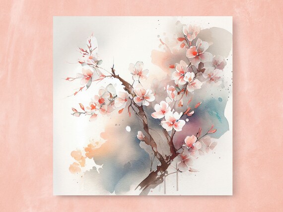 Japanese Watercolor Cherry Blossoms