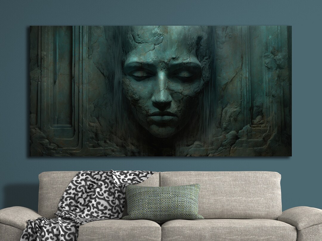 Beksinski Inspired Face in Stone Art Print: Surreal Dark Decor (digital ...