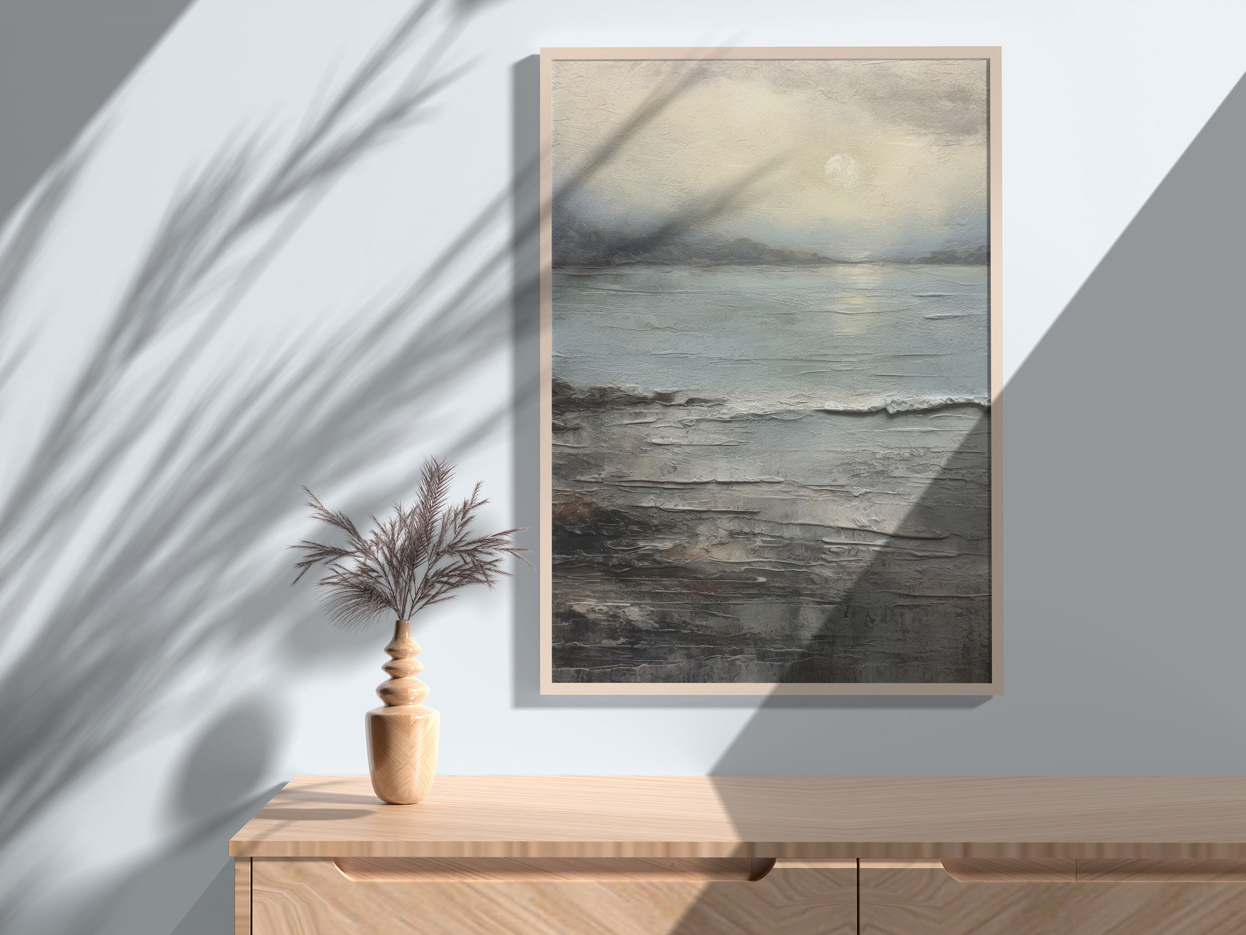 Abstract Coastal Seaside Painting. Muted Seascape Wall Art. - Etsy UK