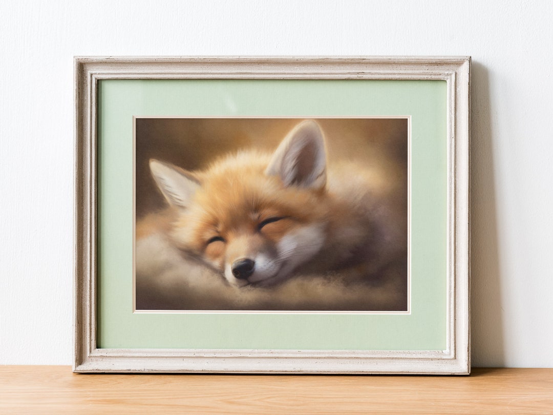 Cute Sleeping Baby Fox Painting. Nursery Wall Art. Cute Baby Animal ...
