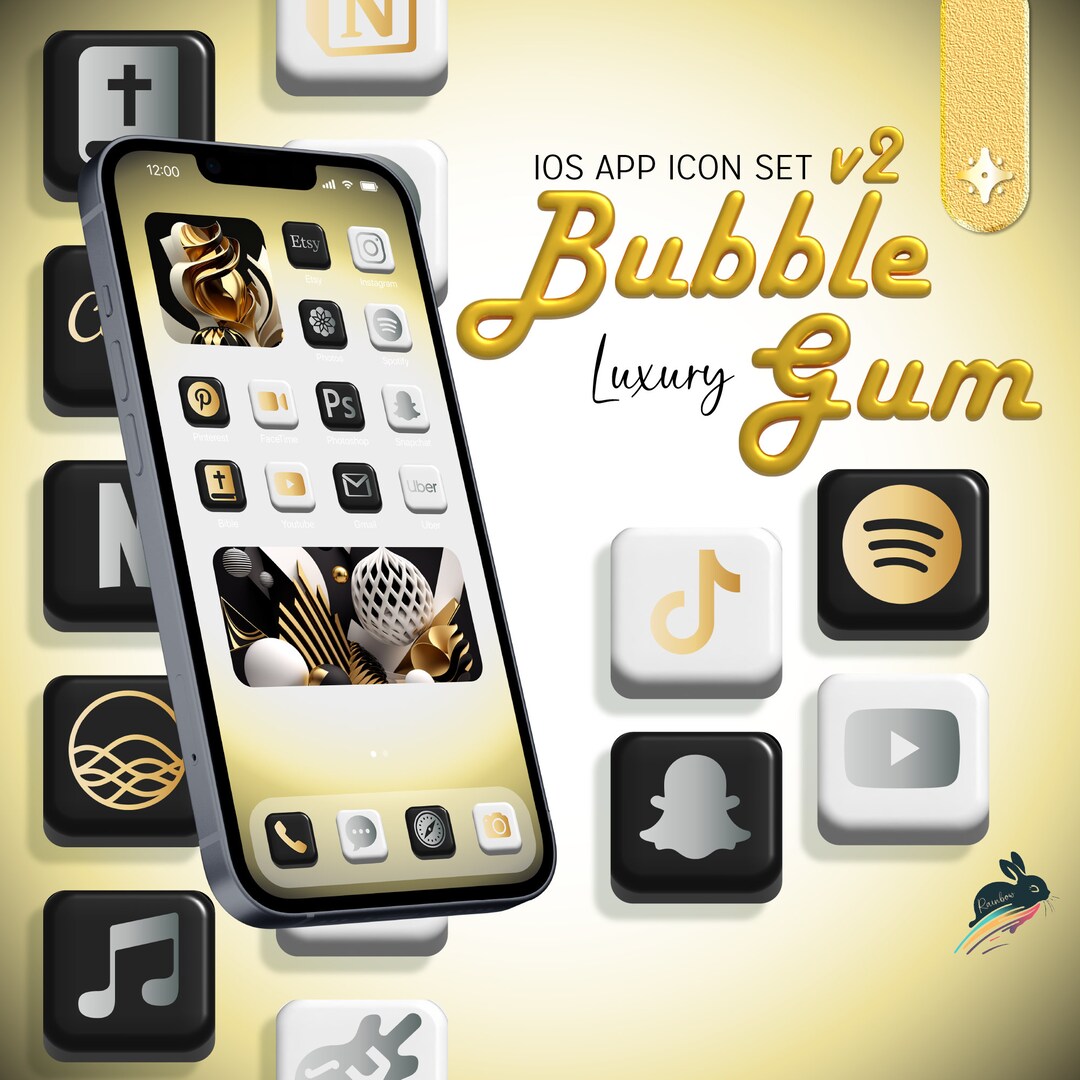 Bubble Gum V2 Luxury Special (gold) Ios Icon Set, 950 + Icons, 122 Icons in Gold and Silver ...