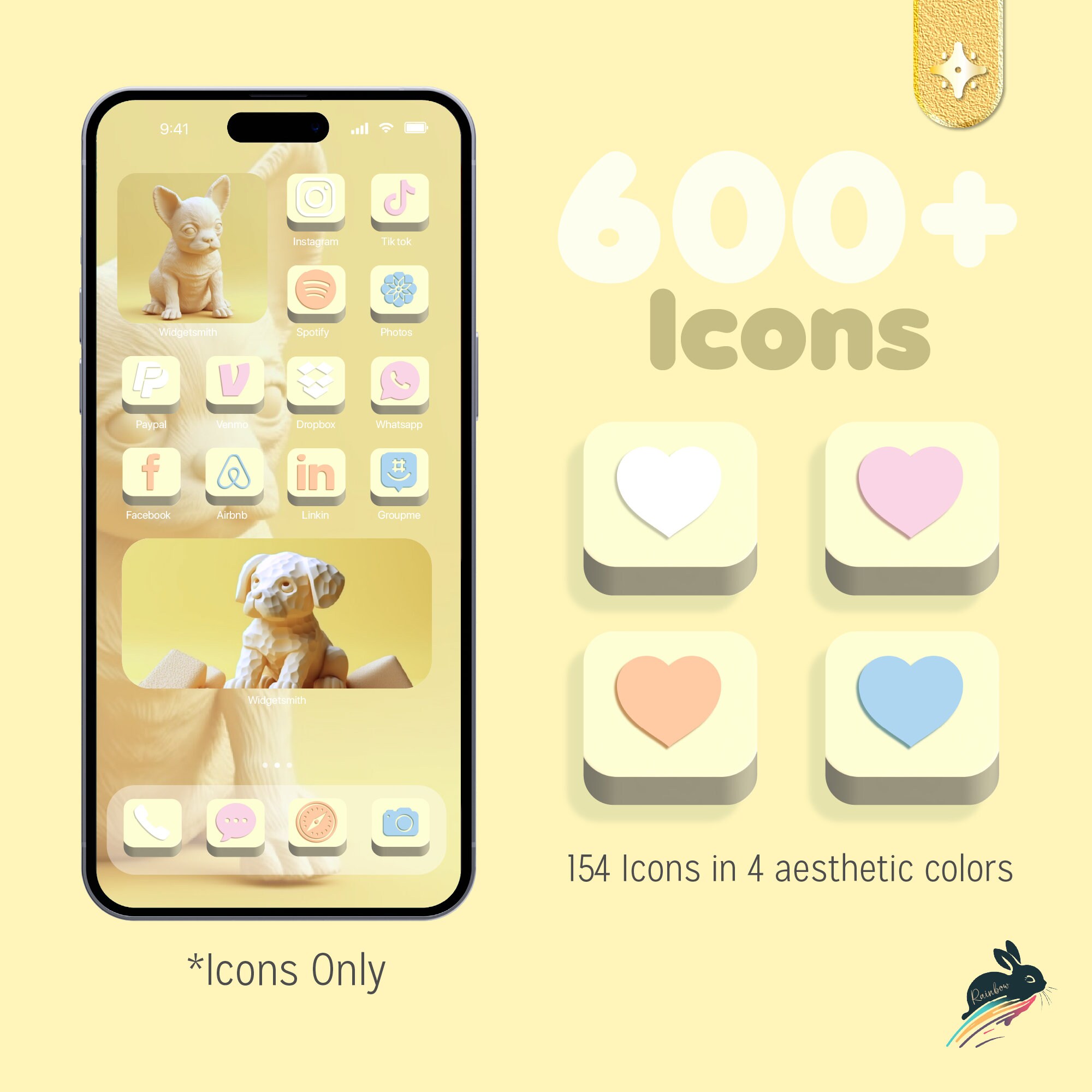 Comfy Colors Yellow (gold) 3D Ios Icon Set, 600 + Icons, 154 Icons in 4 ...