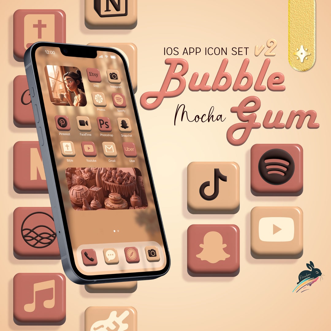 Bubble Gum V2 Mocha Special (gold) Ios 3D Icon Set, 950 + Icons, 122 Icons in Brown and Beige ...