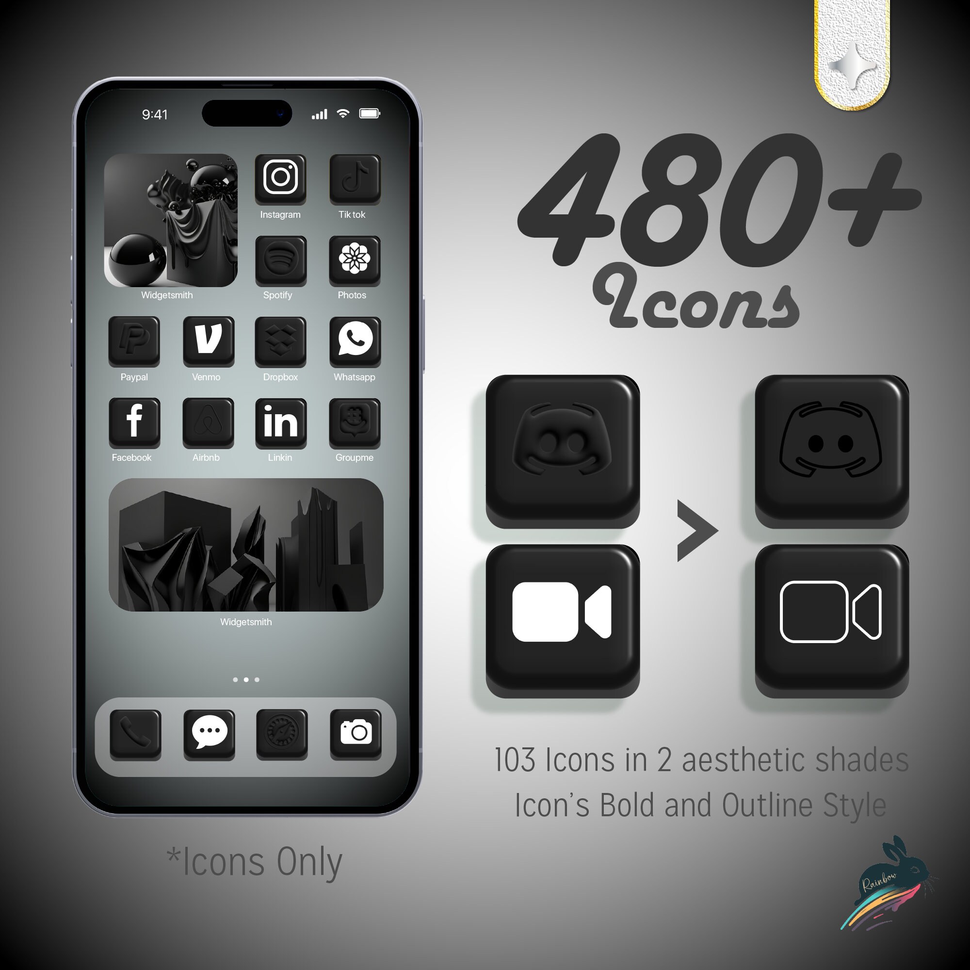 Bubble Gum V2 Black (silver) Ios Icon Set, 480 + Icons, 122 Icons in 2 ...