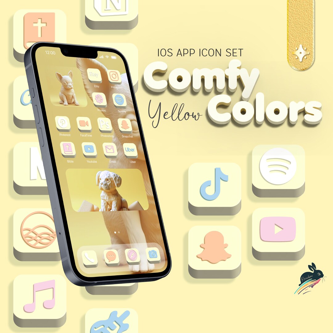 Comfy Colors Yellow (gold) 3D Ios Icon Set, 600 + Icons, 154 Icons in 4 Aesthetic Icon Colors ...