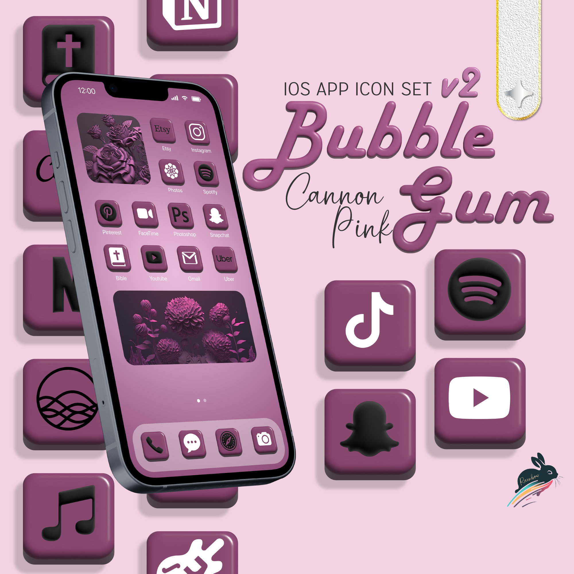 Bubble Gum V2 Cannon Pink (silver) Icon Set, 480 + Icons, 122 Icons in ...