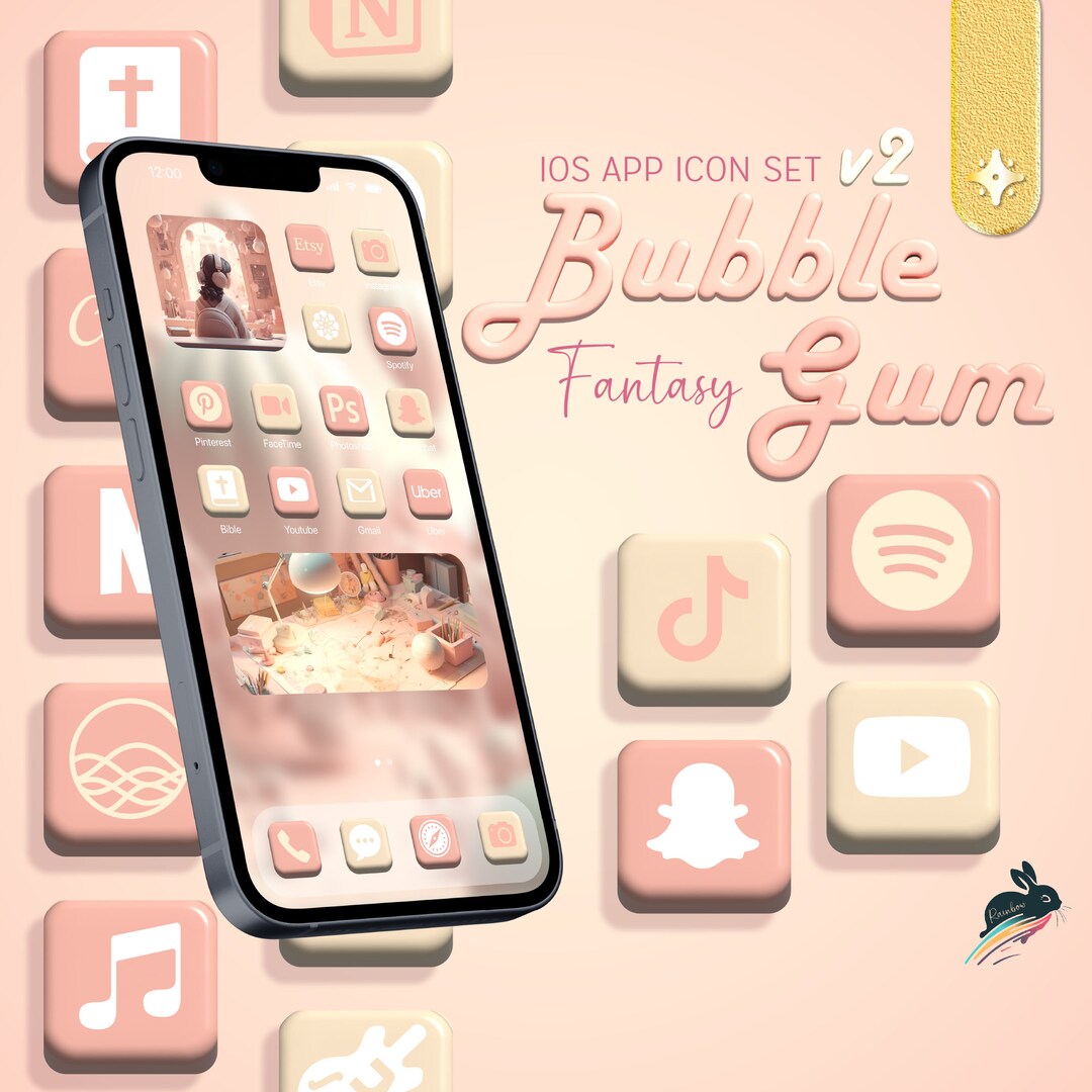 Bubble Gum V2 Fantasy Special (gold) Ios 3D Icon Set, 950 + Icons, 122 Icons in Vanilla and Pink ...
