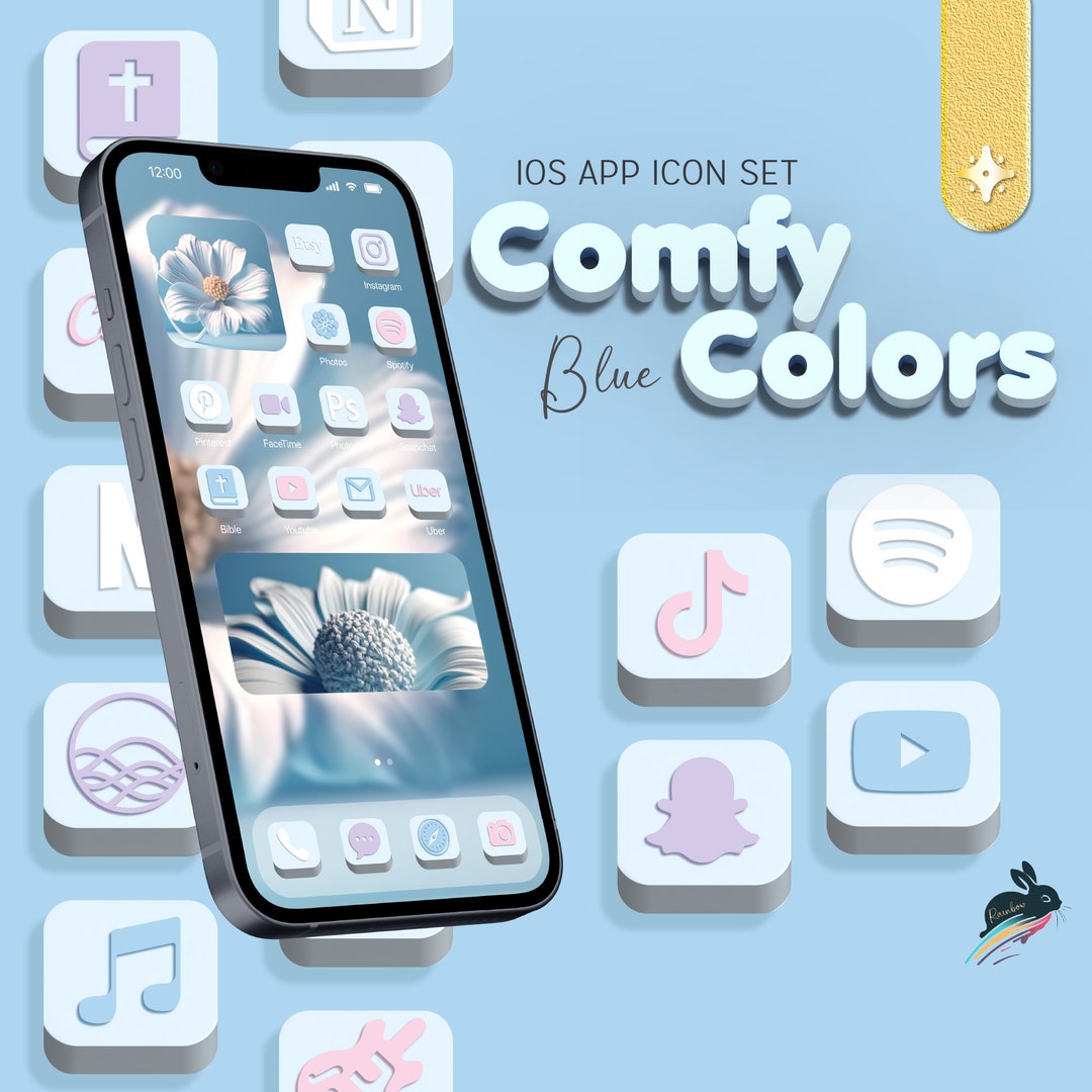 Comfy Colors Blue 1 (gold) 3D Ios Icon Set, 600 + Icons, 154 Icons in 4 ...