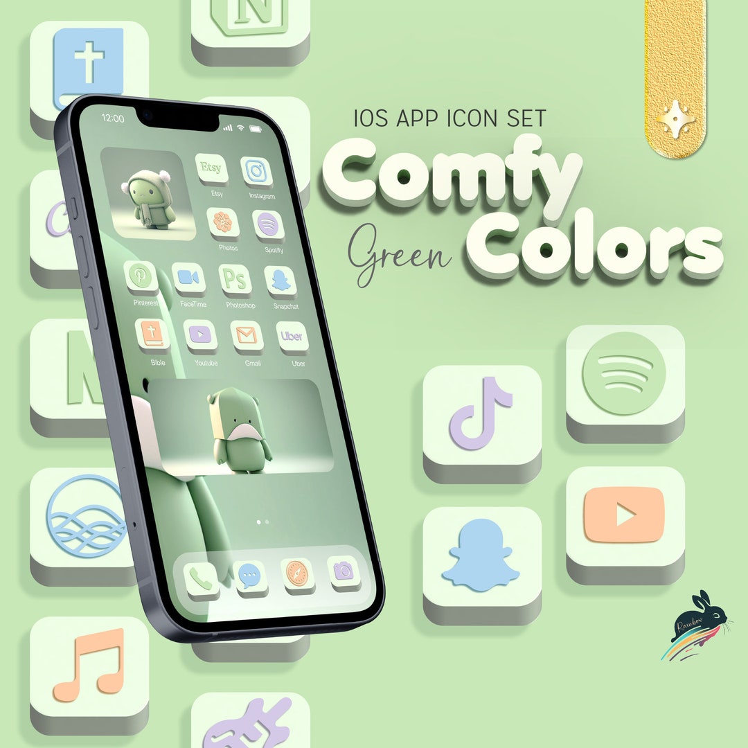 Comfy Colors Green (gold) 3D Ios Icon Set, 600 + Icons, 154 Icons in 4 ...