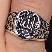 Allah Engraved Ring, Rings for Muslim, İslamic Silver Ring, 925 ...