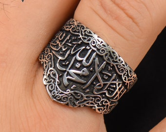 İslamic Silver Men Ring, everything Belongs to God Engraved Silver Ring ...