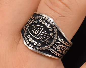 İslamic Silver Men Ring, everything Belongs to God Engraved Silver Ring ...