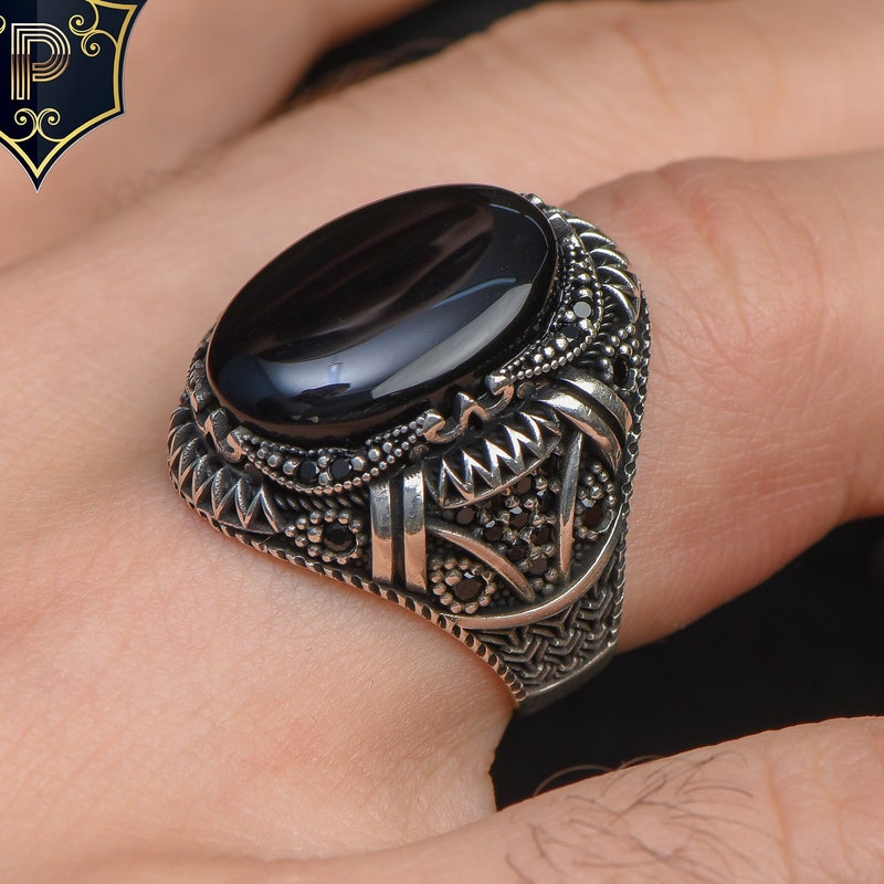 Mens Black and Silver Rings - Etsy