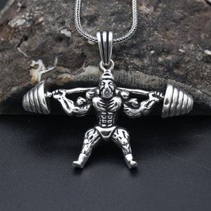 Bodybuilder Necklace, 925k Silver Men Jewelry, Sports and Gym Jewelry ...