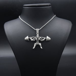 Bodybuilder Necklace, 925k Silver Men Jewelry, Sports and Gym Jewelry ...