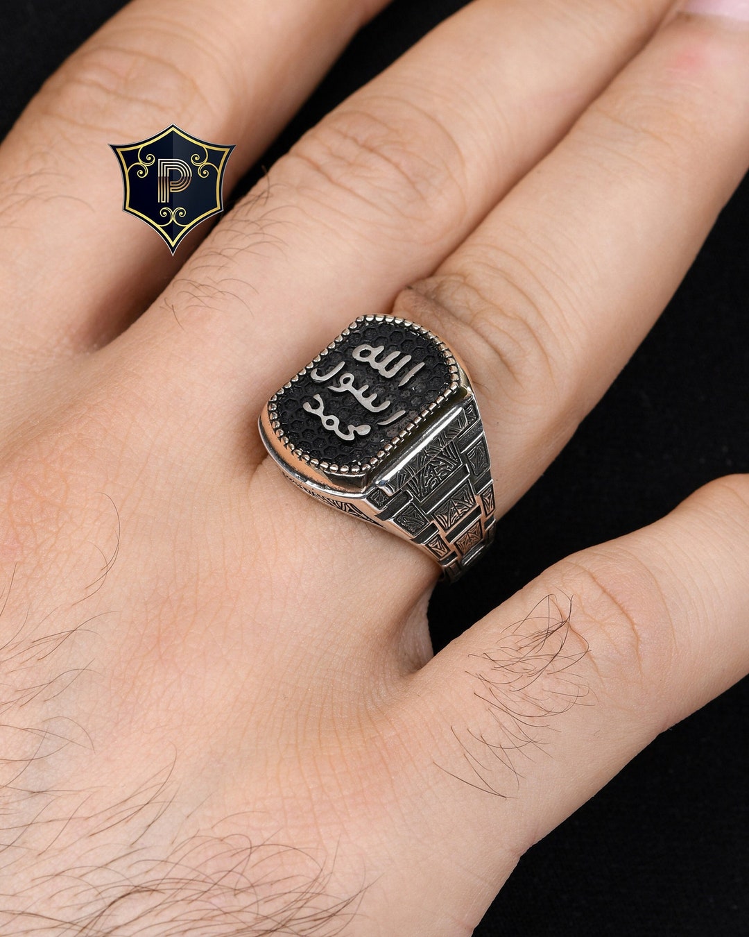 Islamic Ring, Islamic Engraved Silver Ring, 925 Sterling Silver, Seal ...