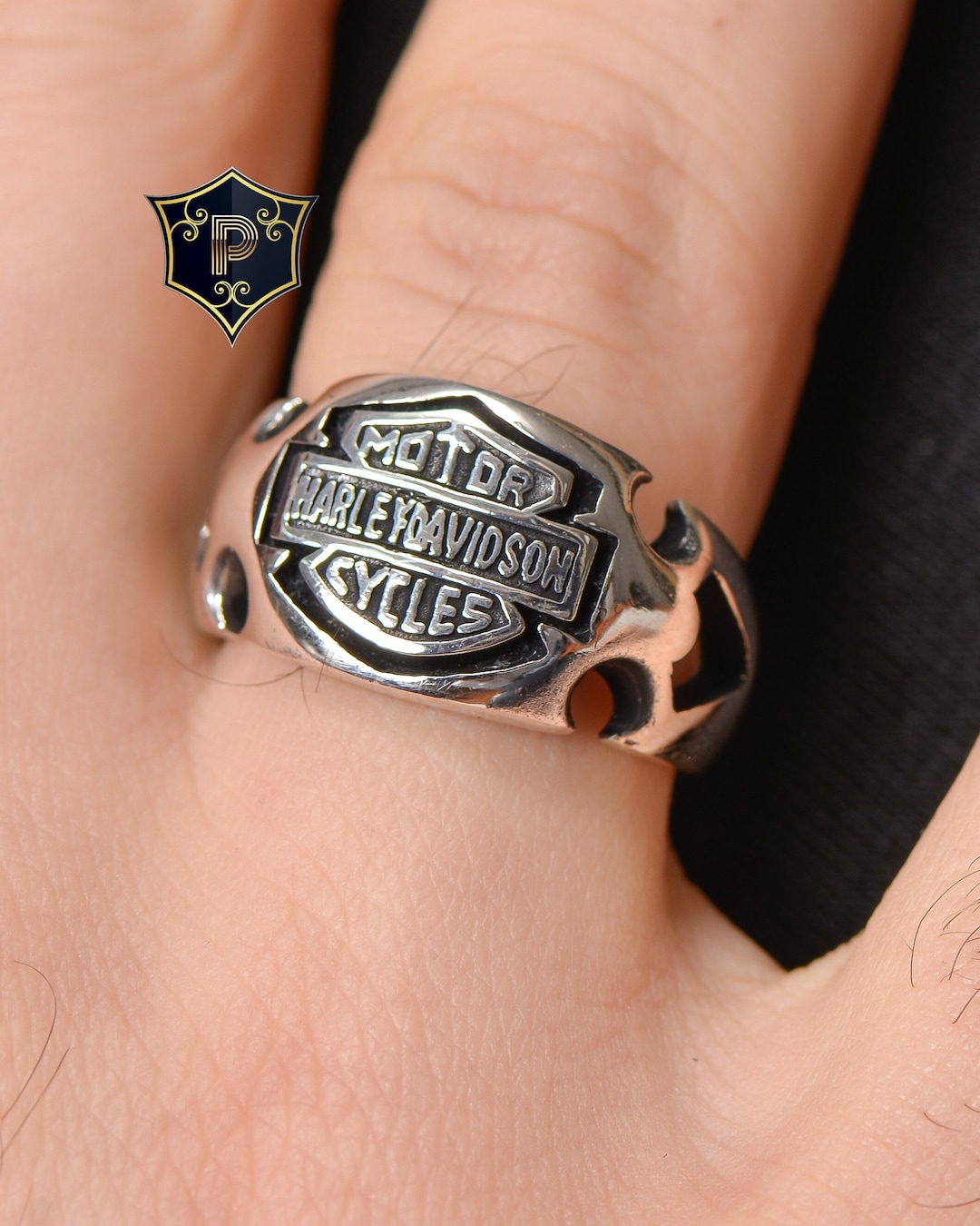 Harley Davidson Mens Ring 925 Sterling Silver Biker Ring - Etsy