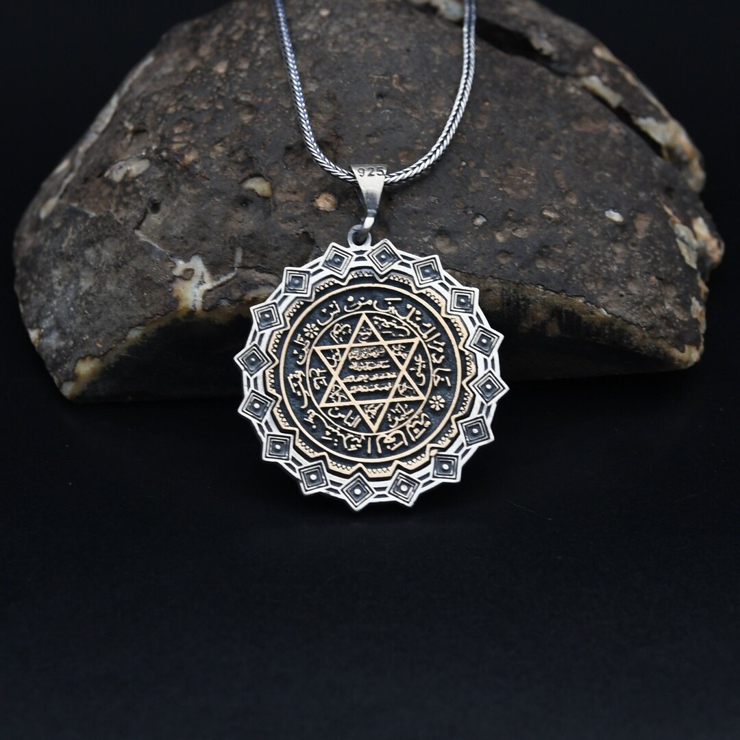 Star of Solomon Charm With Chain, Religious Silver Necklace, Star of ...