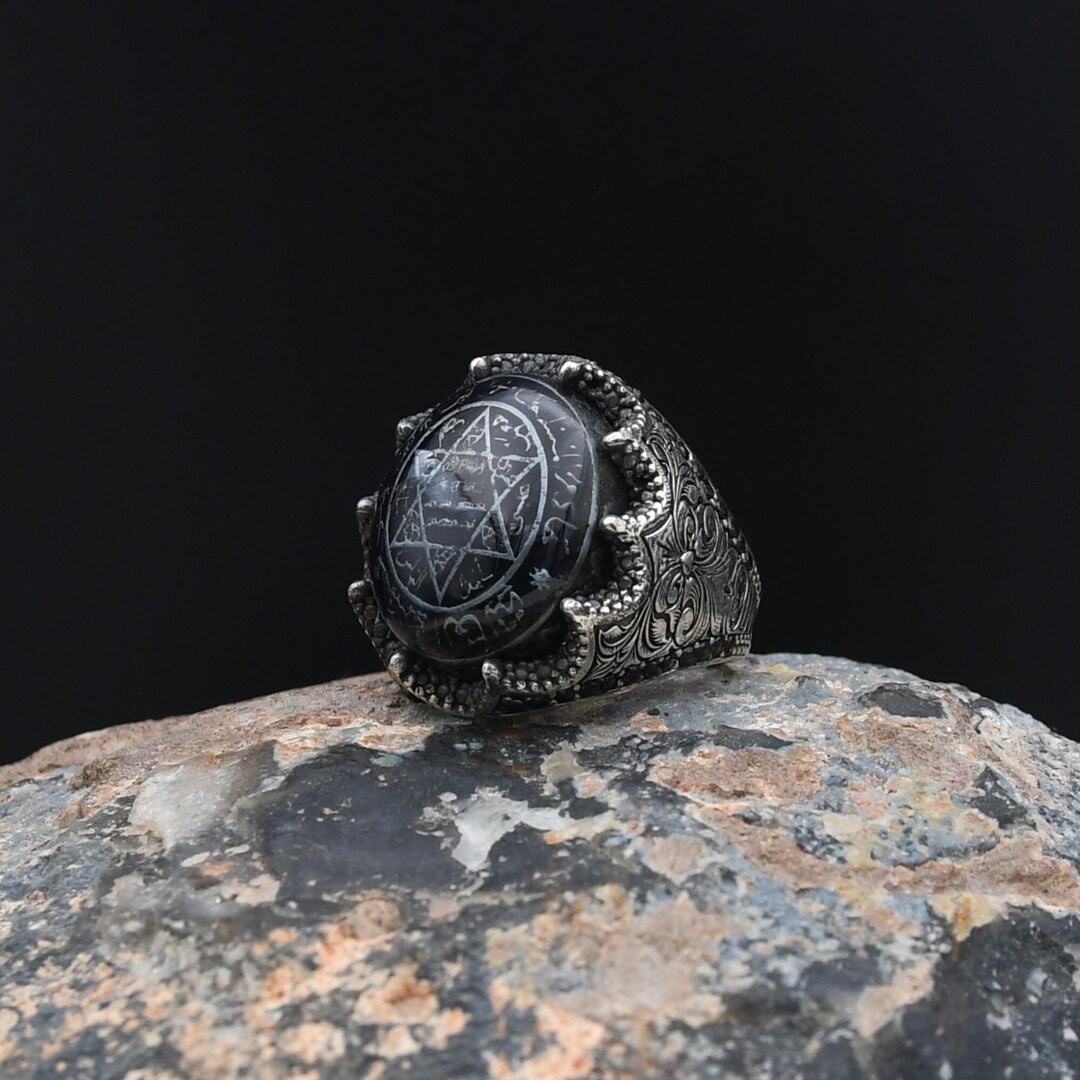 Men's Handmade Turkish Ring, Seal of King Soloman Ring, 925 Sterling ...