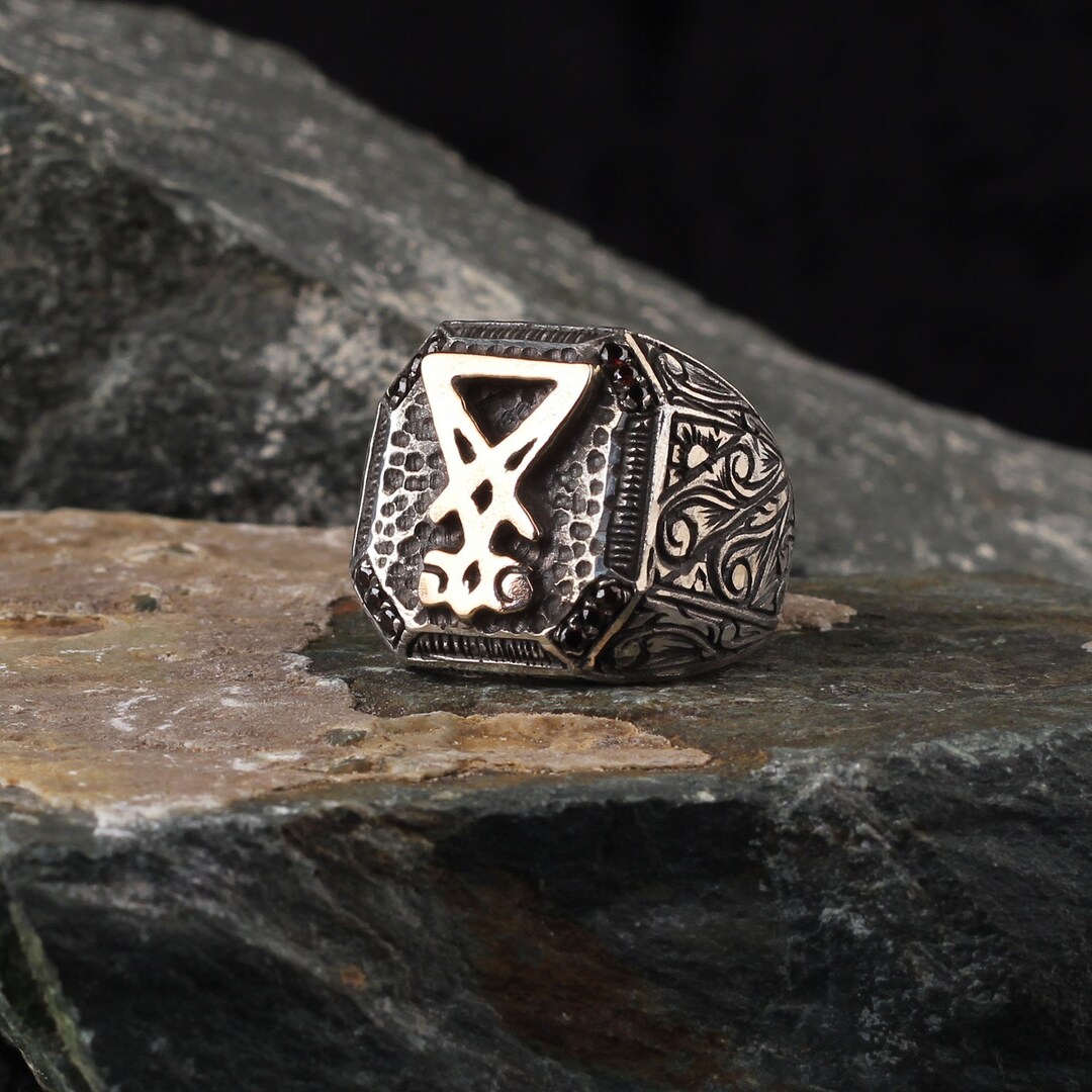 Vintage Men Ring, Seal of Satan Ring, Mens Handmade Ring, Sigil of ...