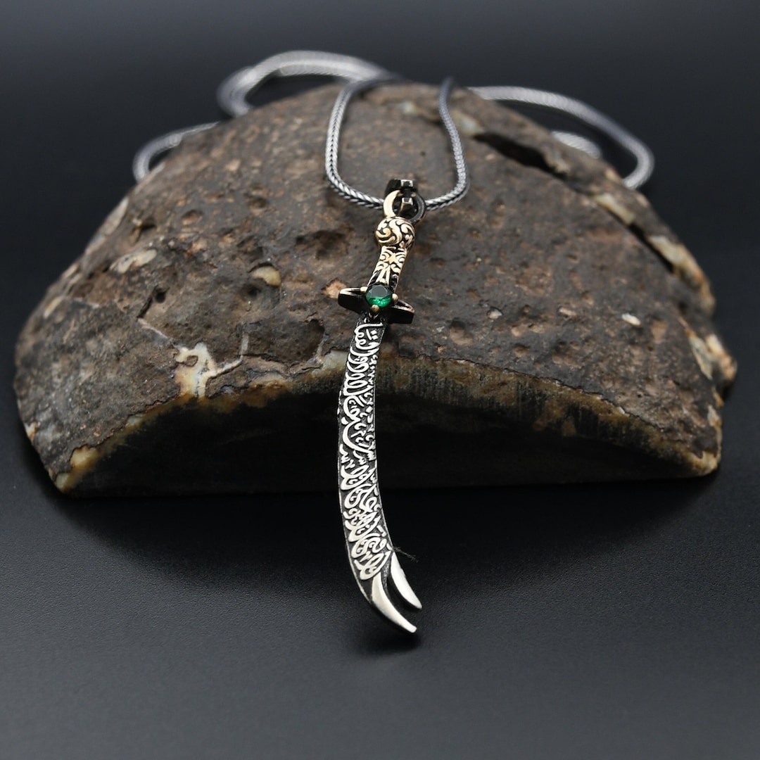 Zulfiqar Charm With Chain, Zulfiqar Necklace, 925 Sterling Silver ...