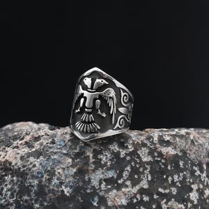 Double Headed Seljuks Eagle Ring,men's Handmade Silver Ring,925 ...