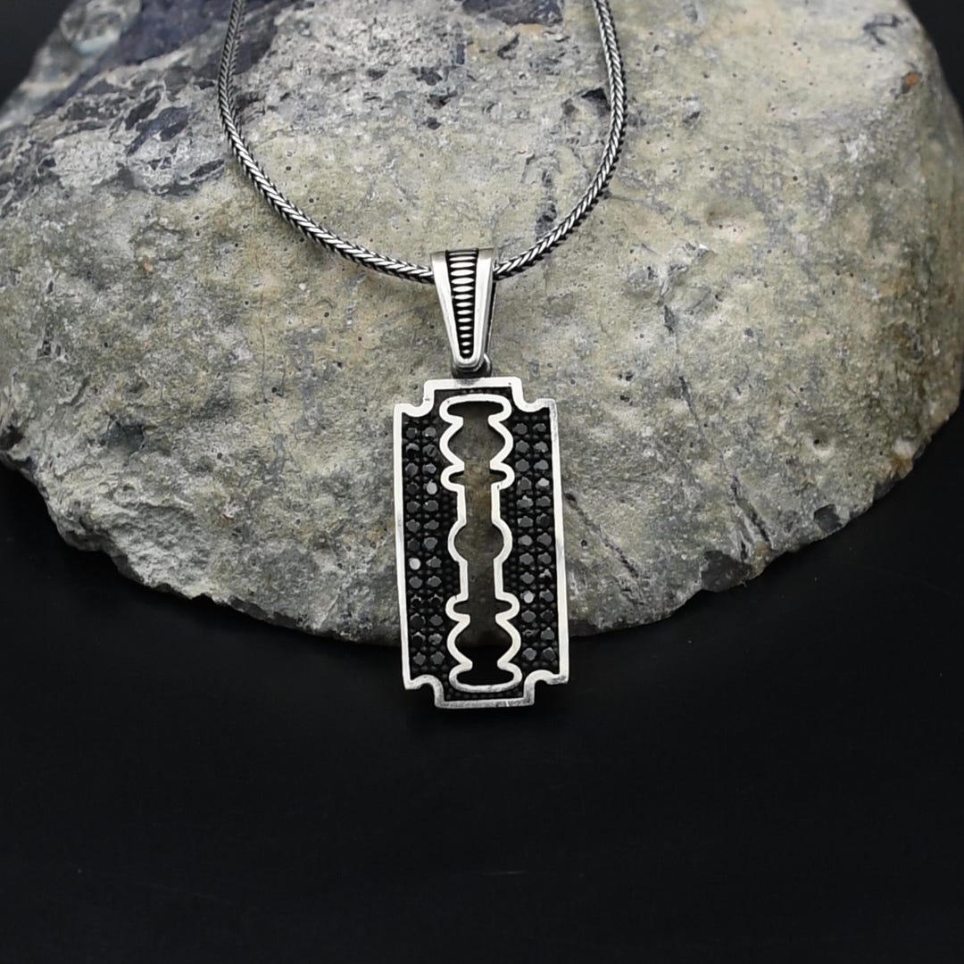 Razor Blade Necklace, Razor Blade Necklace, Blade Design,925 Sterling ...