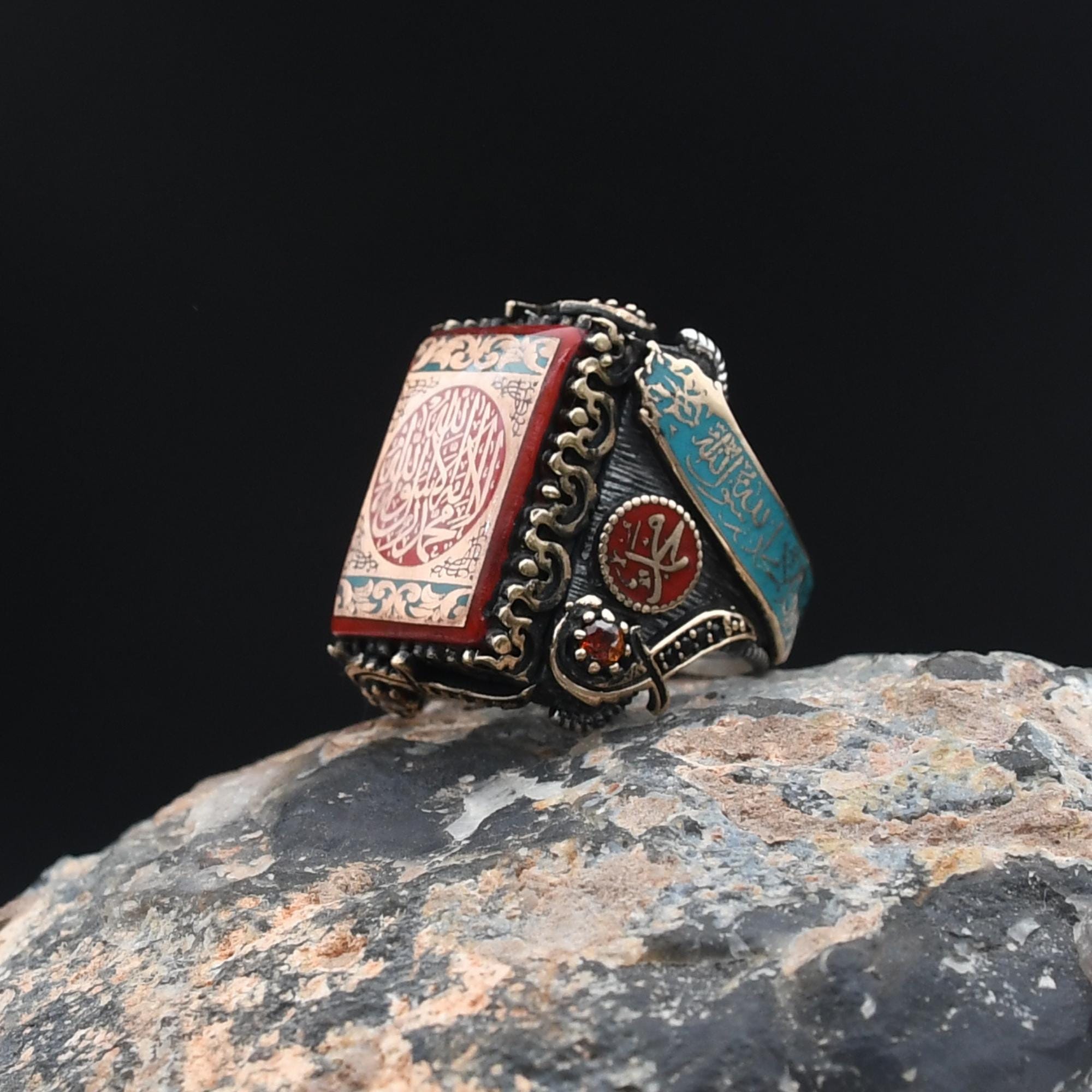 Seal of Prophet Muhammad, İslamic Silver Ring, Rings for Muslim, Amber ...