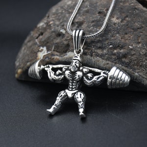 Bodybuilder Necklace, 925k Silver Men Jewelry, Sports and Gym Jewelry ...