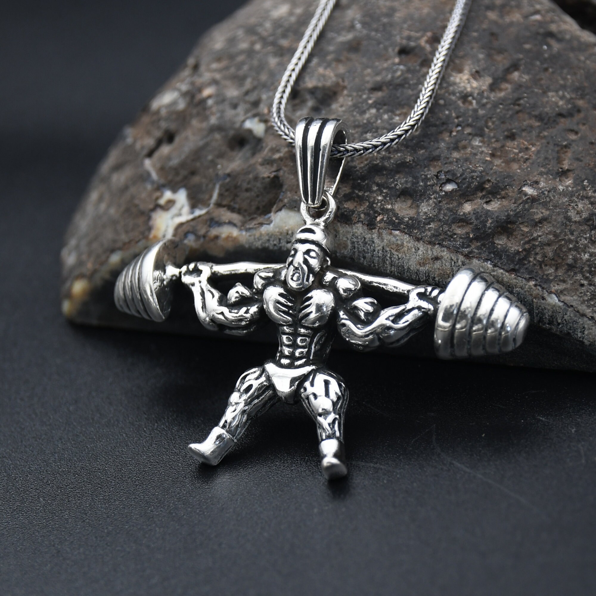 Bodybuilder Necklace 925k Silver Men Jewelry Sports and Gym - Etsy