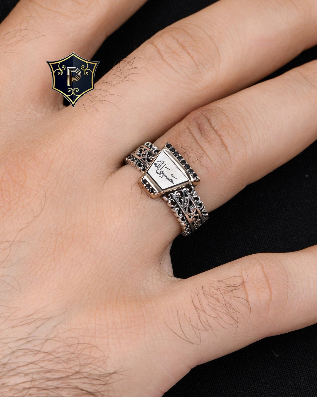 İslamic Engraved Silver Ring, Rings for Muslim, 925 Sterling Silver ...