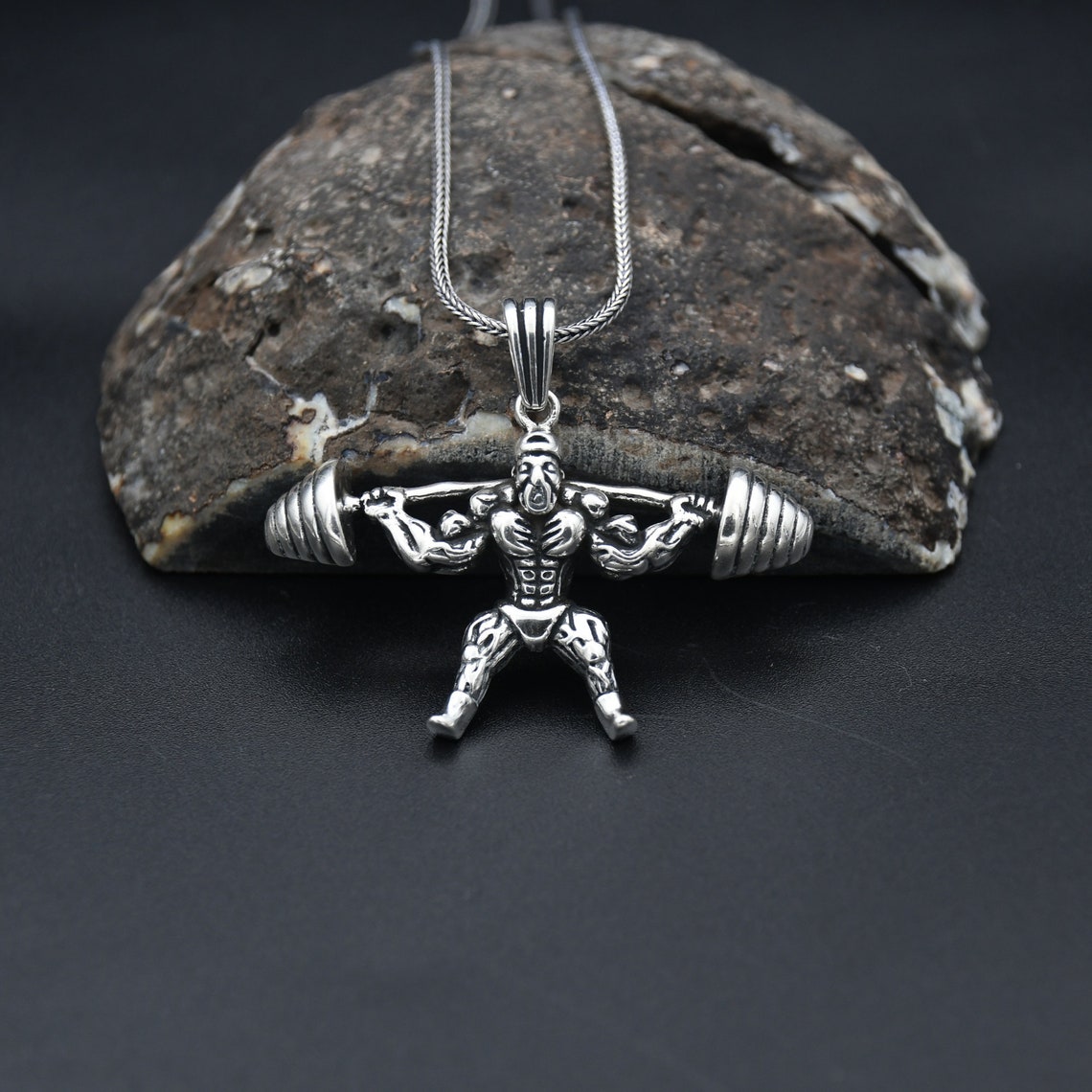 Bodybuilder Necklace 925k Silver Men Jewelry Sports and Gym - Etsy