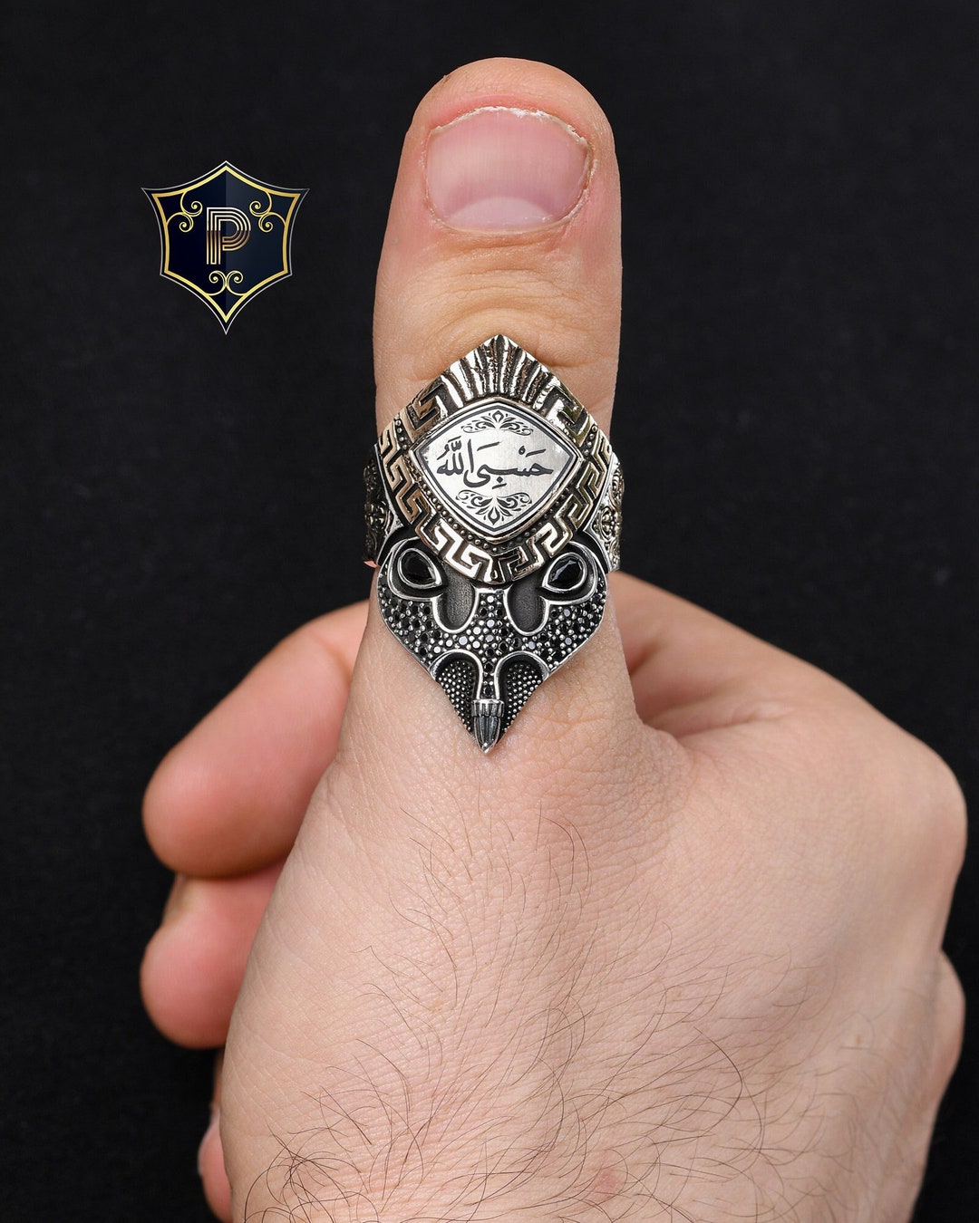 Archer Thumb Ring, İslamic Thumb Silver Men Ring, 925 Sterling Silver ...