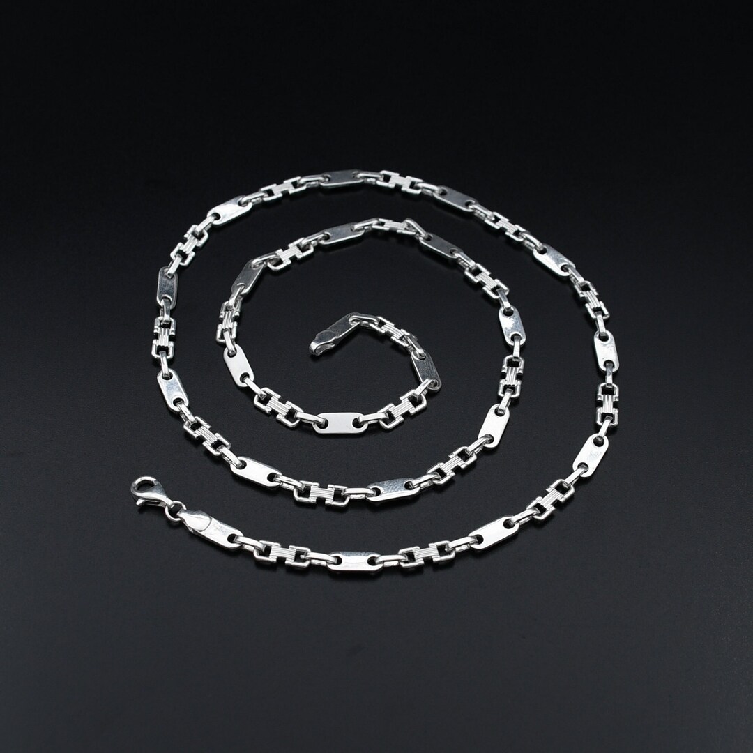 925 Sterling Silver Chain, 4MM Anchor Silver Chain Necklace, Handmade ...