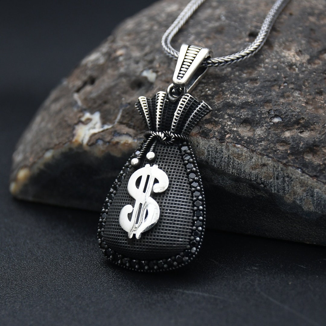 Dollar Sign Necklace, Money Silver Pendant, Handmade Turkish Silver ...