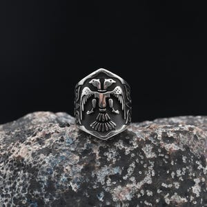 Double Headed Seljuks Eagle Ring,men's Handmade Silver Ring,925 ...