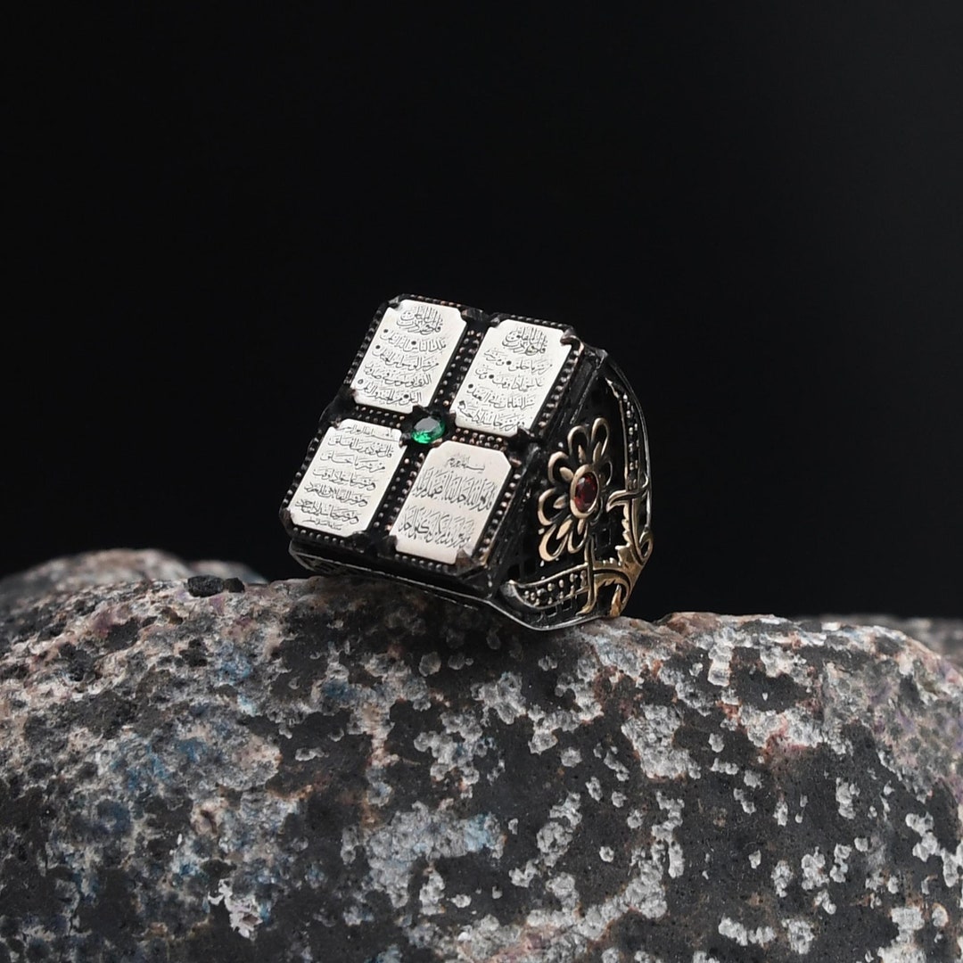Quran Engraved Ring, Surah (felag, Nas, Ihlas) Engraved Silver Ring ...