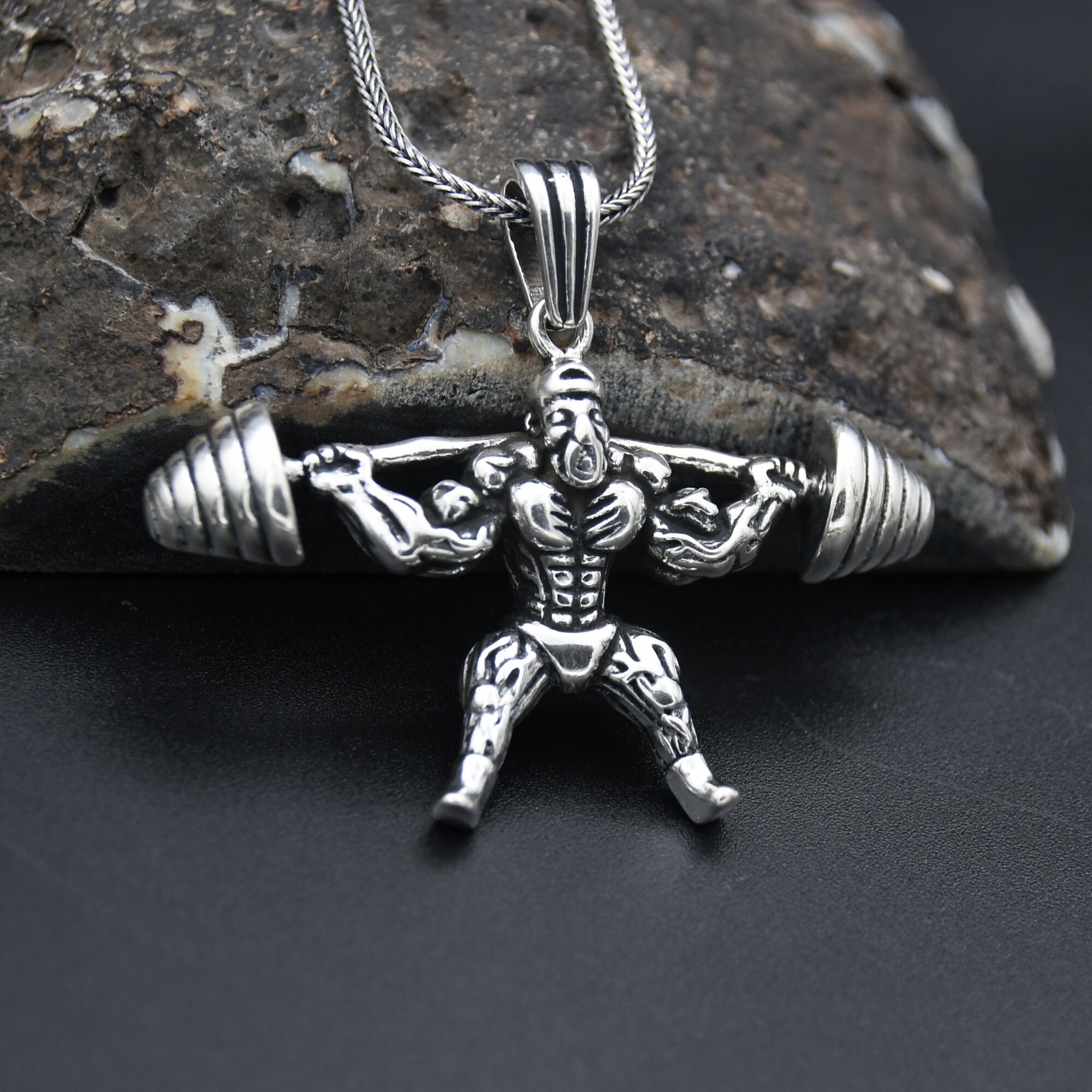Bodybuilder Necklace 925k Silver Men Jewelry Sports and Gym - Etsy