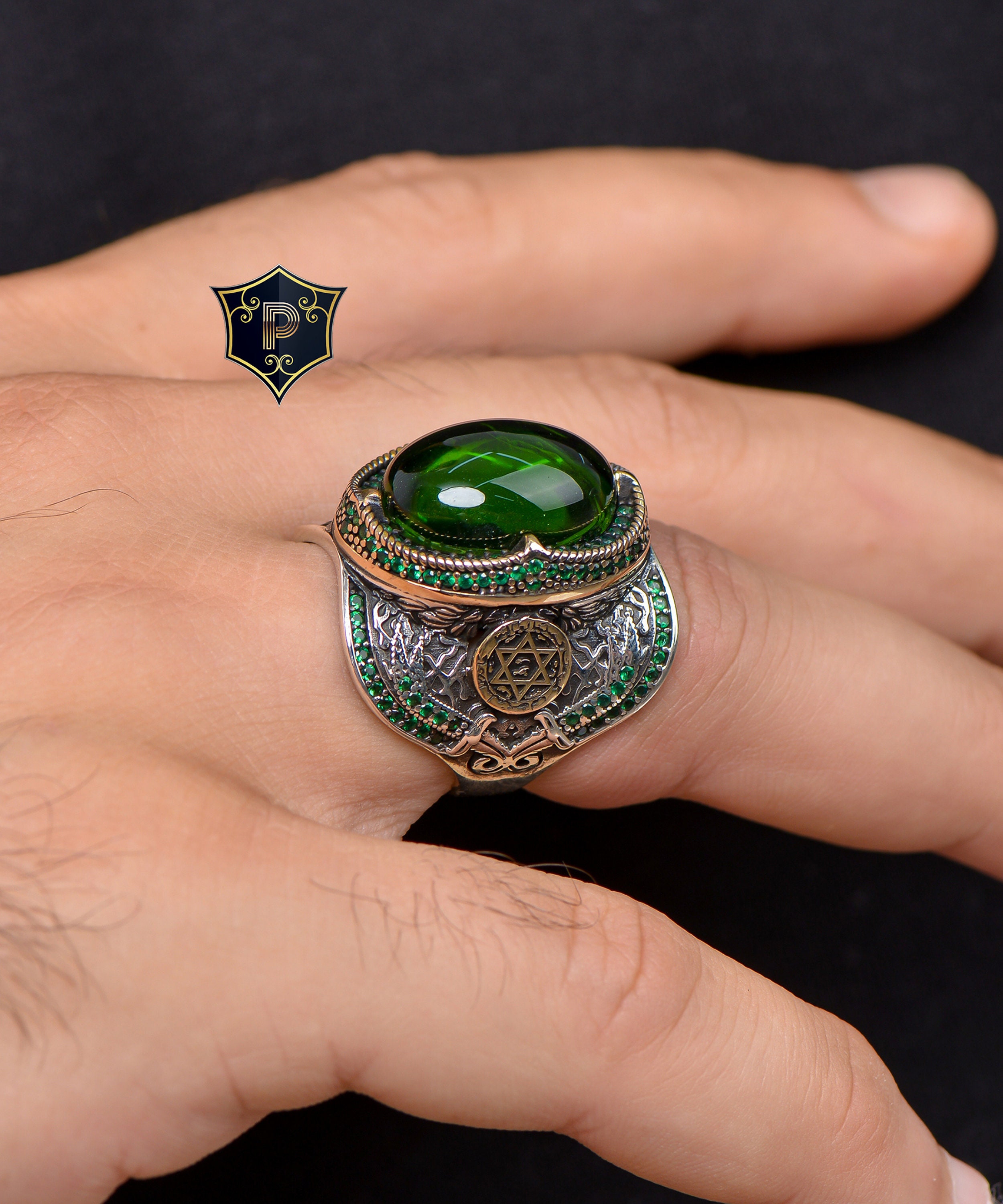 Men's Handmade Turkish Ring, Seal of Soloman Ring, 925 Sterling Silver ...