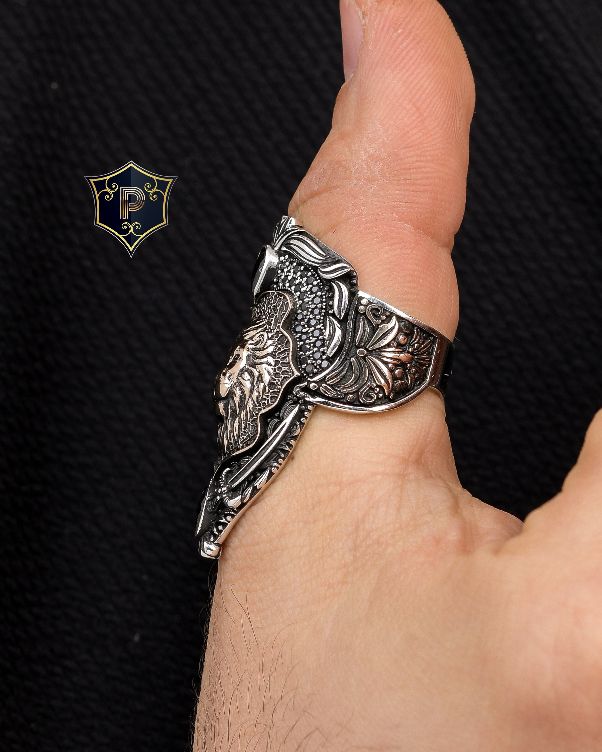 Lion Thumb Men Ring, 925 Sterling Silver Ring, Gift for Boyfriend ...