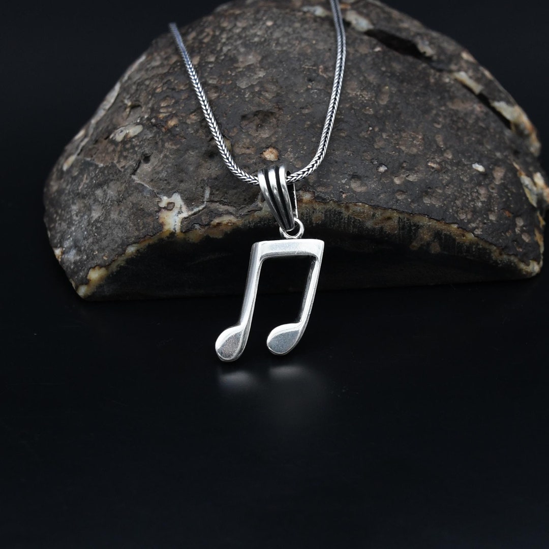 Music Note Silver Pendant, 925 Sterling Silver Necklace, Music Symbol ...