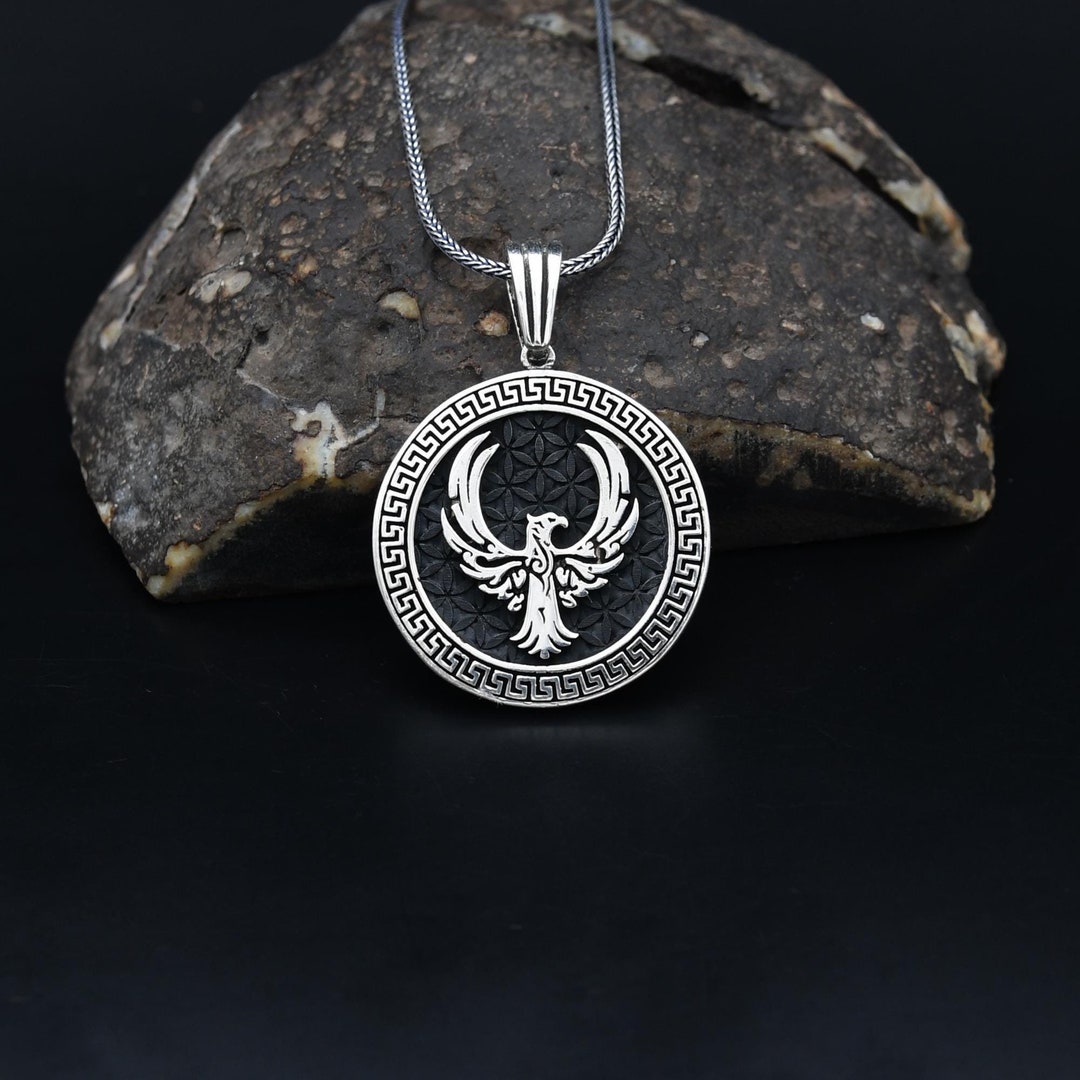 Phoenix Silver Necklace, 925 Sterling Silver Necklace, Phoenix Charm ...